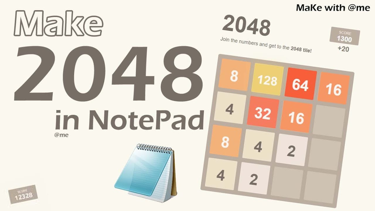 How to create your own 2048 game in Notepad | #withme