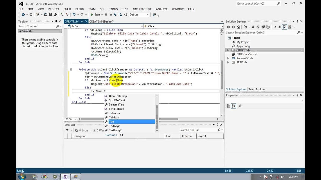 VB.NET & SQL SERVER CRUD(Create Read Update Delete) Part 3 : Simple SEARCH