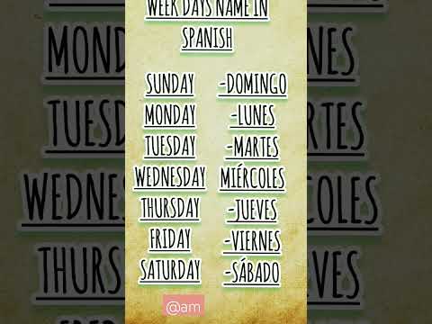 week days name in Spanish #english #language #spanish