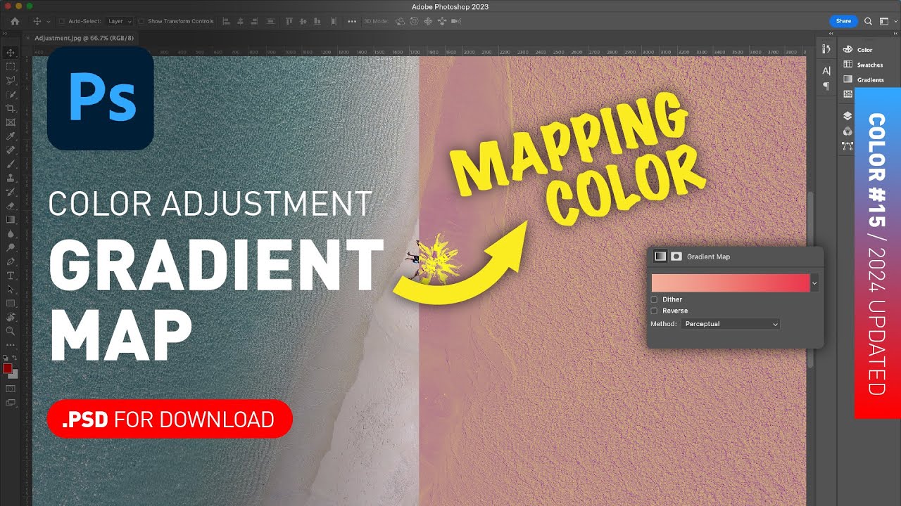 Gradient Map Adjustment Layer + PSD File Demonstrated [Photoshop Color for Beginners]