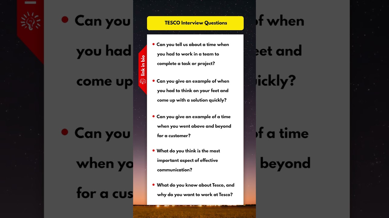 TESCO Interview Questions #tesco #job #interviewquestions