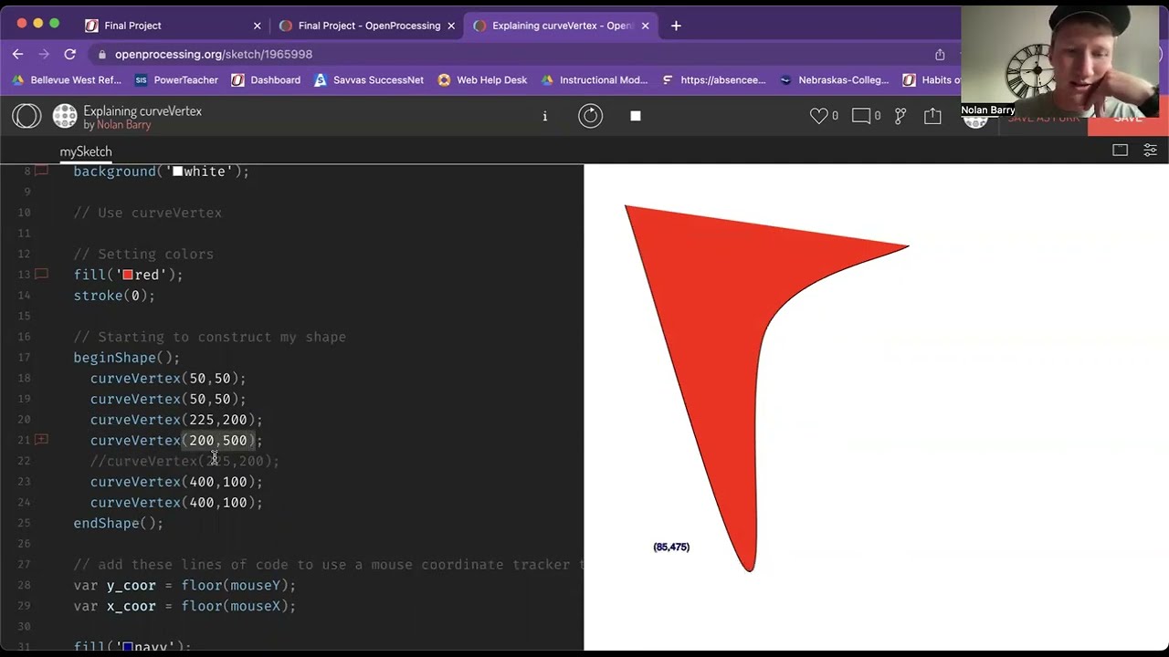 curveVertex demo (Open Processing)