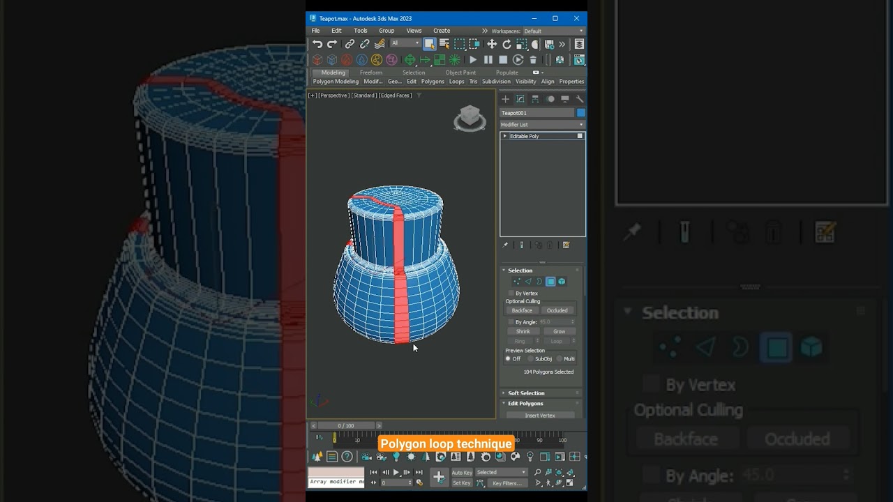 Polygon loop select_3DsMax techniques