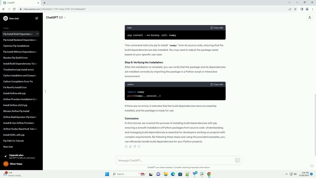 pip installing build dependencies stuck
