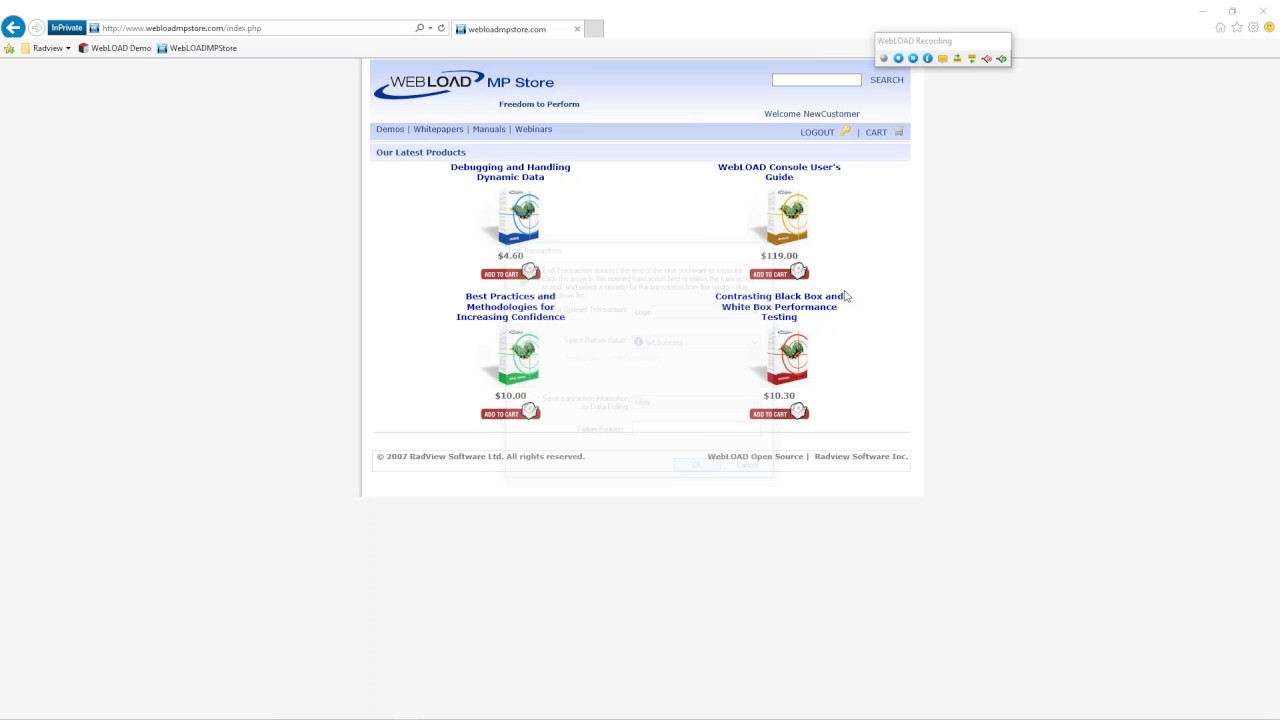 WebLOAD IDE - Recording a Script