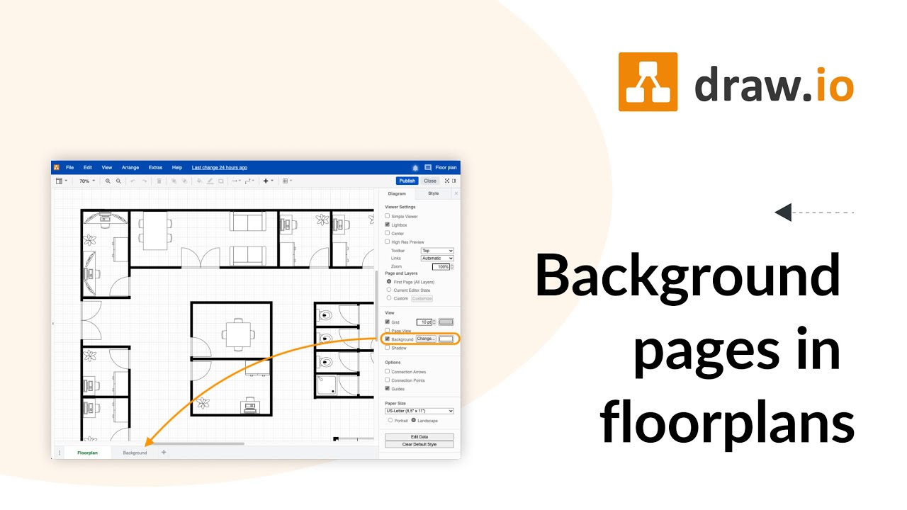 Use background page to create a floorplan in draw.io for Confluence