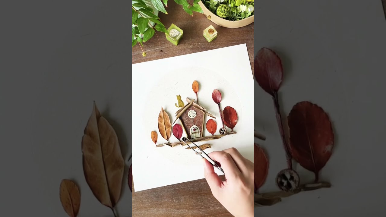 By using fall leaves🍂 to diy a wall art🖼️#shorts