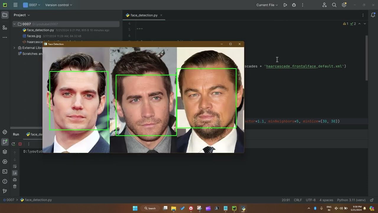 08 - Face Detection with Haar Cascade Classifier in Python OpenCV Tutorial #python #imageprocessing