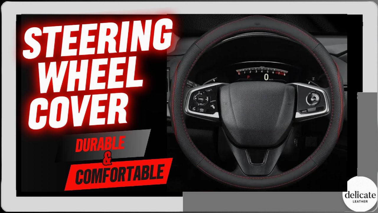 Top Layer Leather Steering Wheel Cover – Universal Fit 37-38cm, Anti-Slip Car Interior Accessory