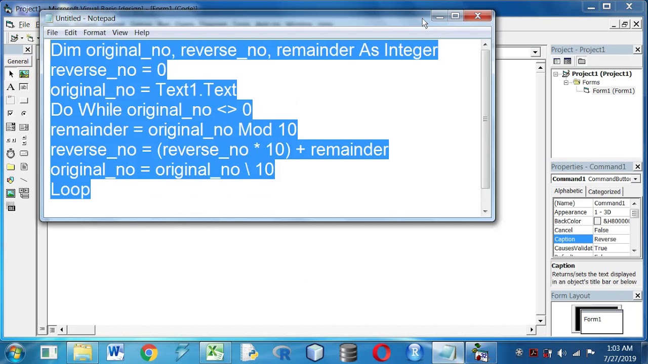 Reversing A number using Visual Basic