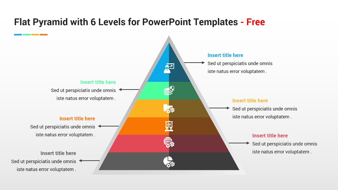 Flat Pyramid With 6 Levels For PowerPoint Templates. Free Slide | Free template | Free pyramid