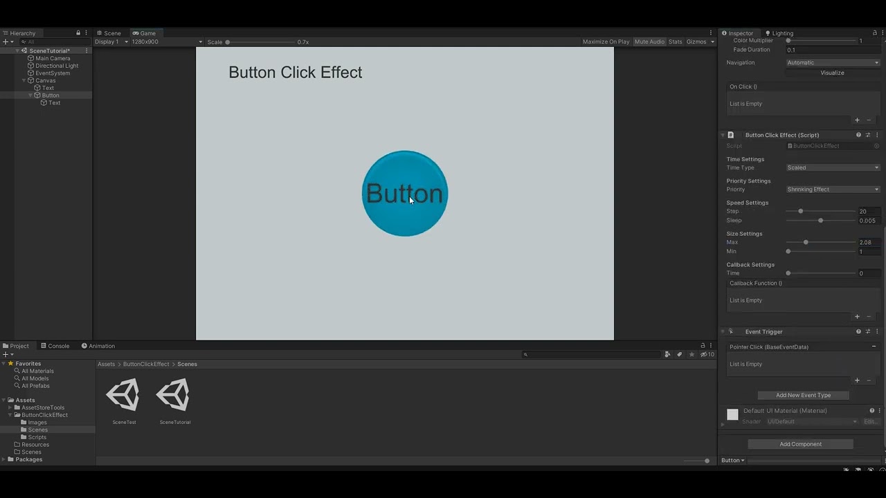 Button Click Effect | Tutorial | Unity Asset