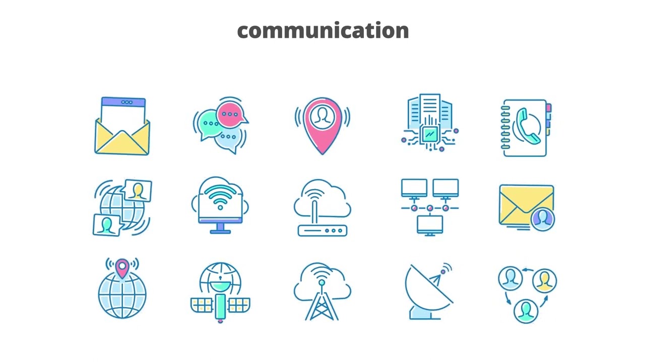 Communication | Filled Outline Animated Icons | After Effects | After Effects project