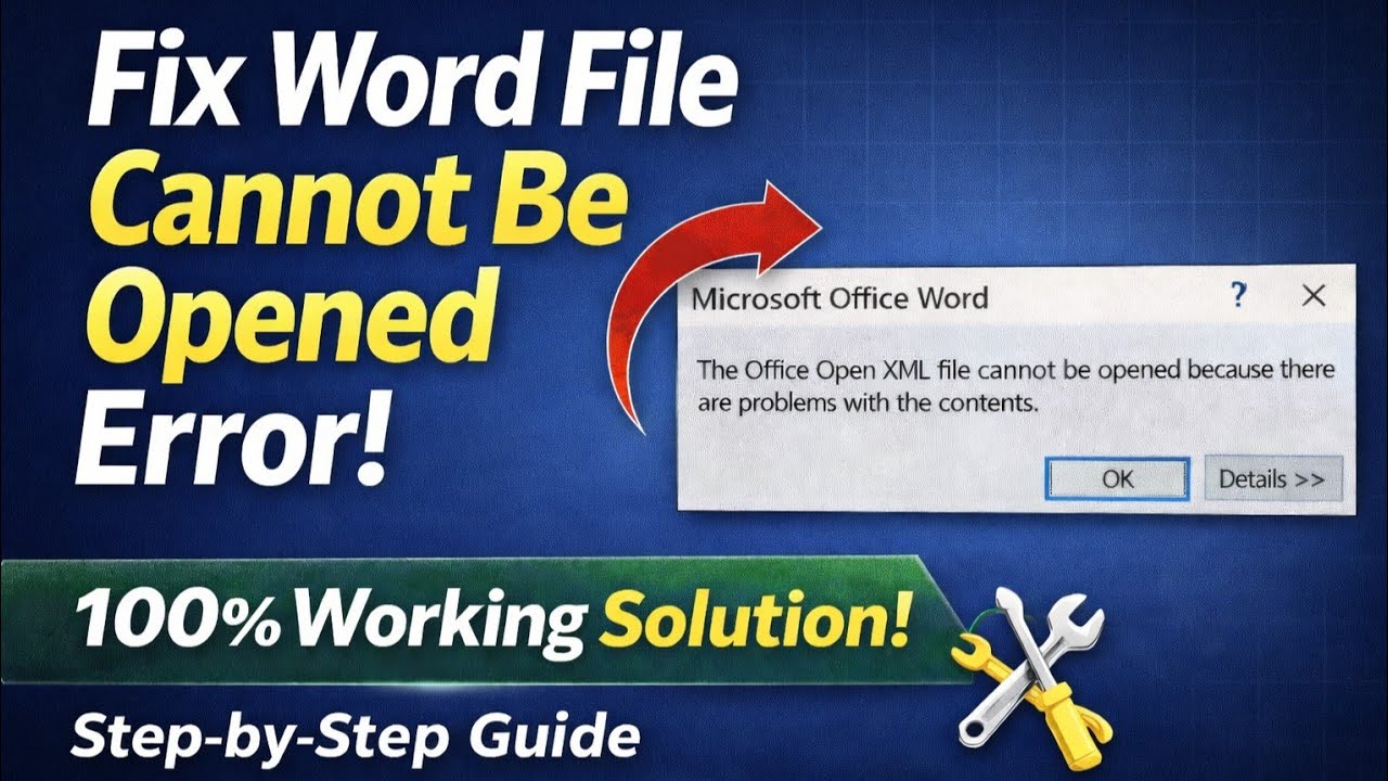 How to Fix “Office Open XML File Cannot Be Opened” Error in MS Word || Open XML Error Fixed