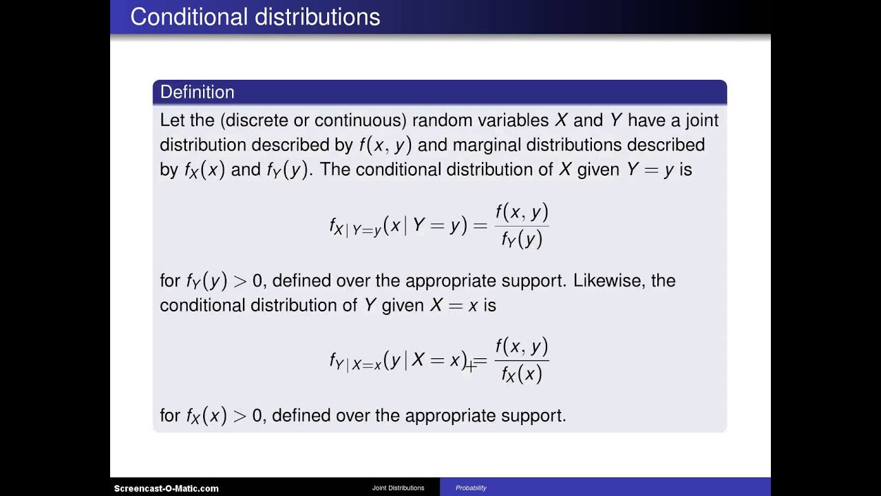 Bivariate distributions; conditional distributions