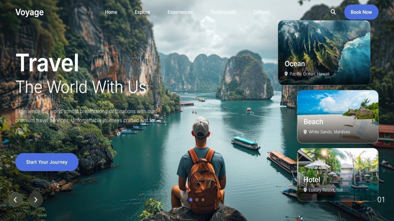 Responsive Travel Website Design Using HTML CSS JavaScript | Complete Frontend Web Project