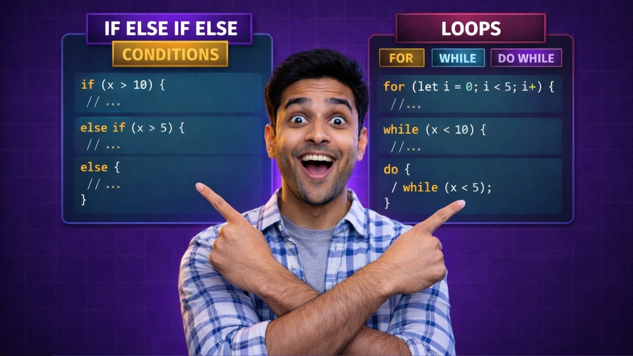 JavaScript Programming Part 3 | Conditions, Loops | Full Course for Beginners