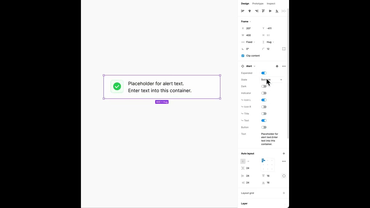 Alert UI component made with Figma