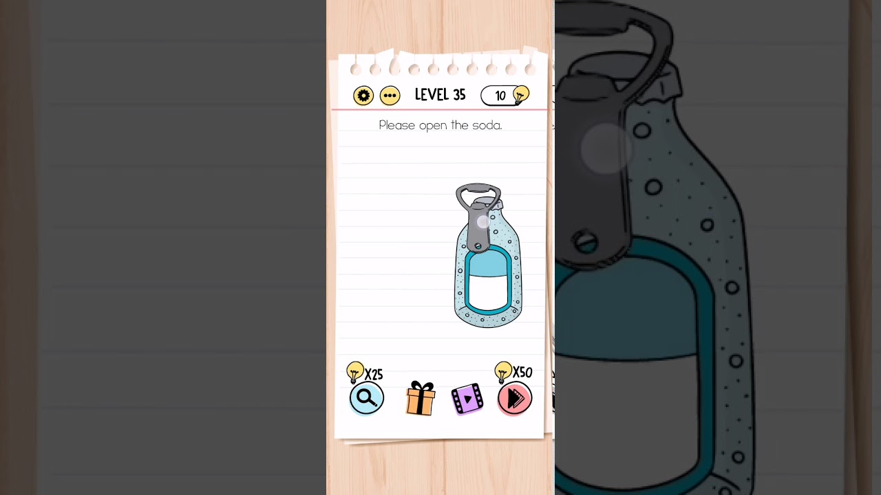 Brain test Level  35 please open the soda Walkthrough