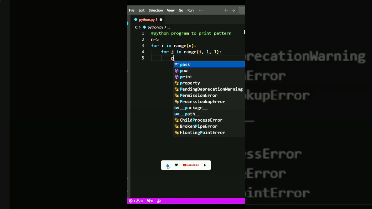 Python program to print pattern #patternprogram #python #patternprinting #programming #shortsaday