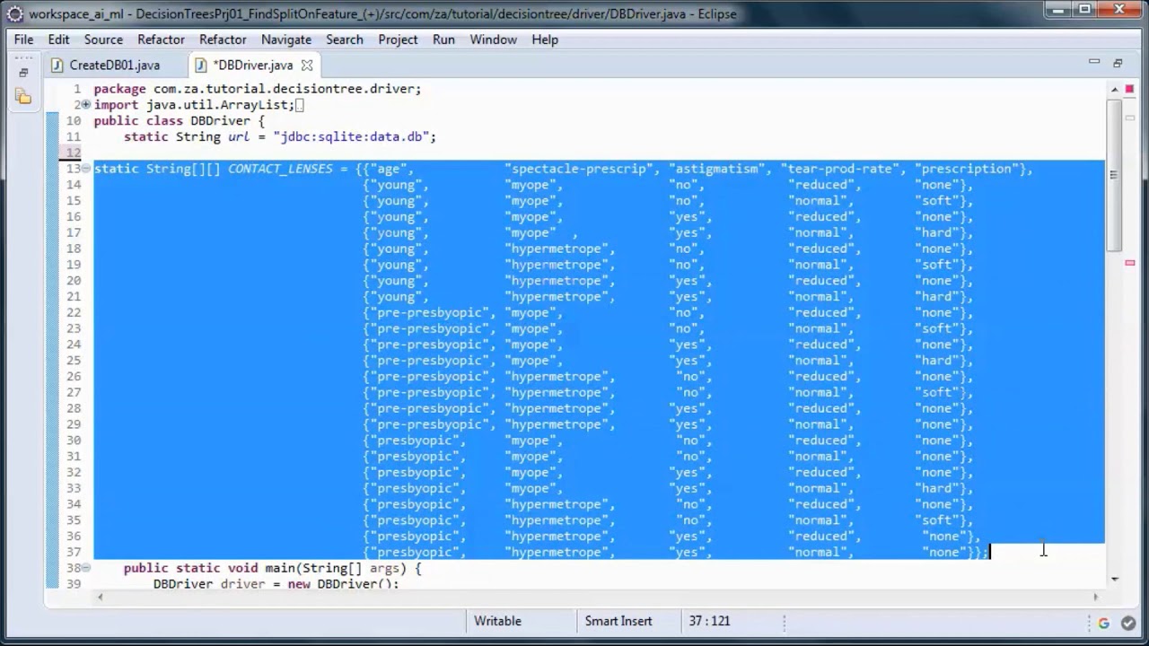 (Decision Trees JAVA Prototype Project 01) + SQLite DB and file storage