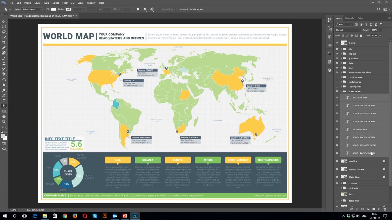 Infographic - World Map (Photoshop)