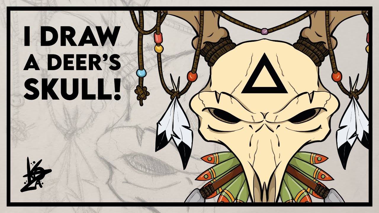 I draw a Deer's skull on Adobe Illustrator | TIMELAPSE