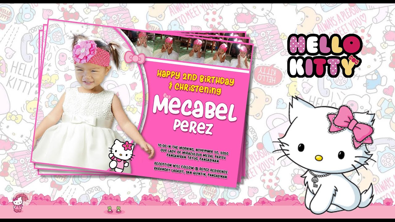 HELLO KITTY Invitation Template : Free PSD File Download