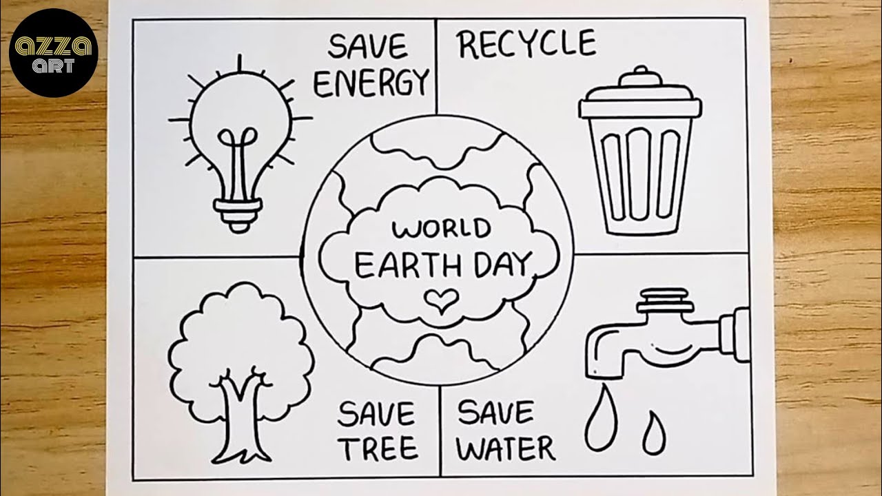 ​Cara Menggambar Poster Tema Lingkungan 🌱 Environment Day Poster Drawing 🌱