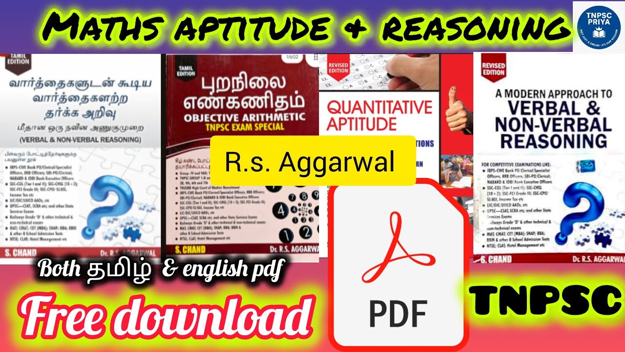 R.S . AGGARWAL BOOK PDF📒📂🗂️ for Maths aptitude and reasoning_Tamil and English pdf