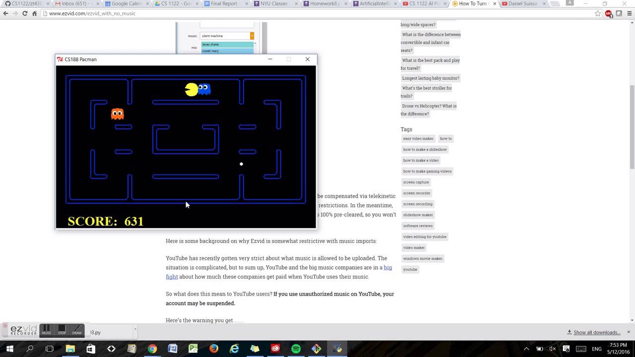 CS 1122 AI Pacman Project
