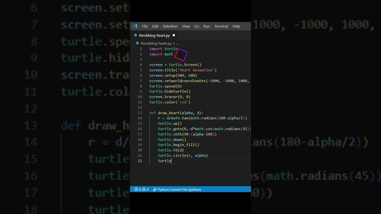 Beating Heart Animation using Python Turtle 😎 | Python Tutorial #shorts #python