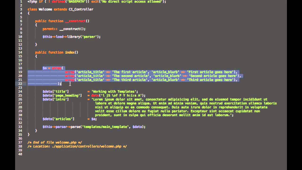 CodeIgniter Series - Templates