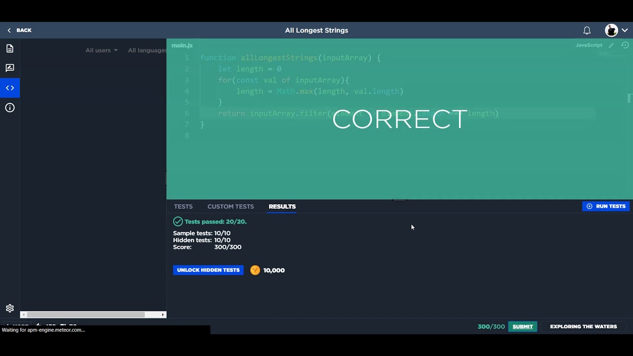 Code Signal - All Longest Strings - JavaScript