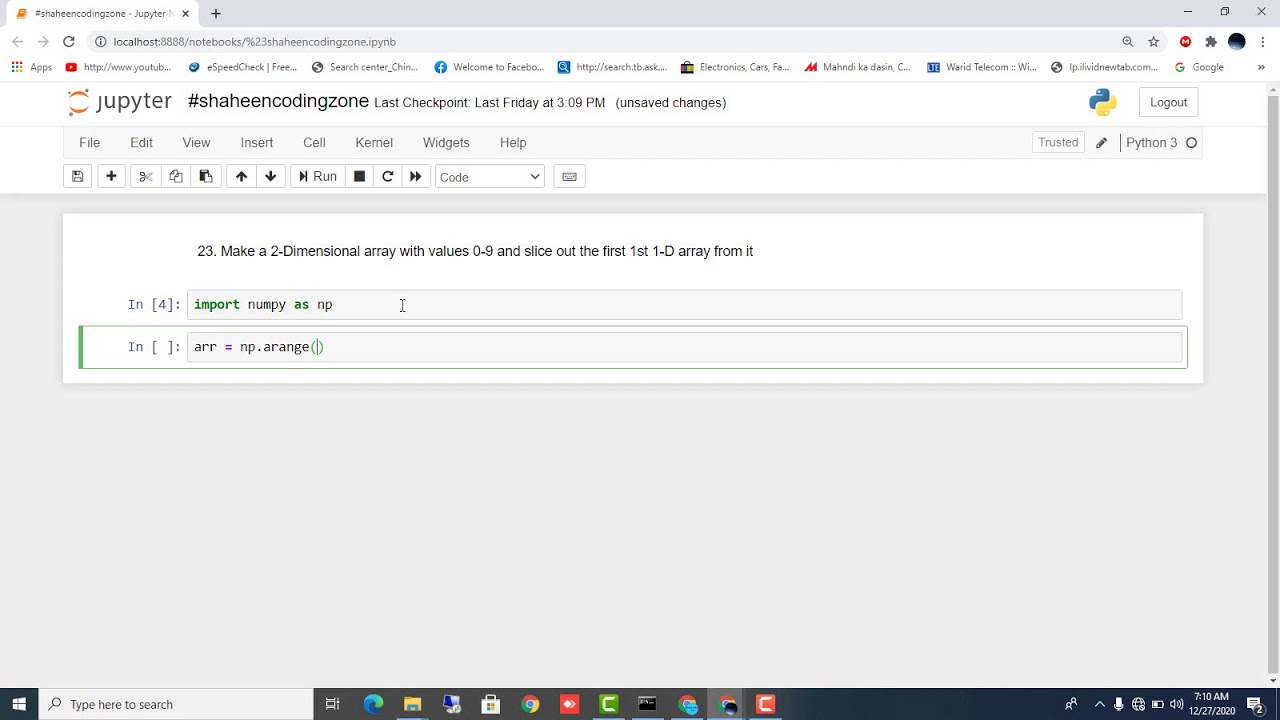 Create 2d array with 1 on the border and 0 inside | Python Tutorial For Beginners #Shaheencodingzone