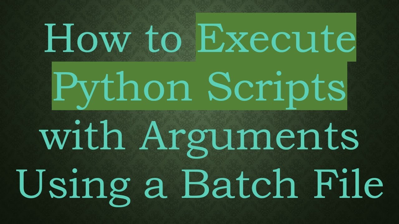 How to Execute Python Scripts with Arguments Using a Batch File