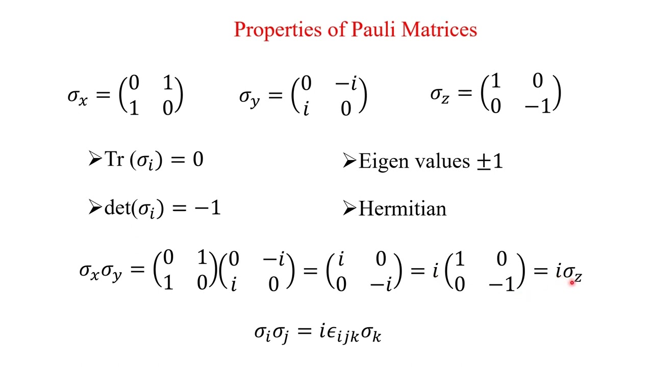 QM 4.11 Pauli spin matrices and their properties