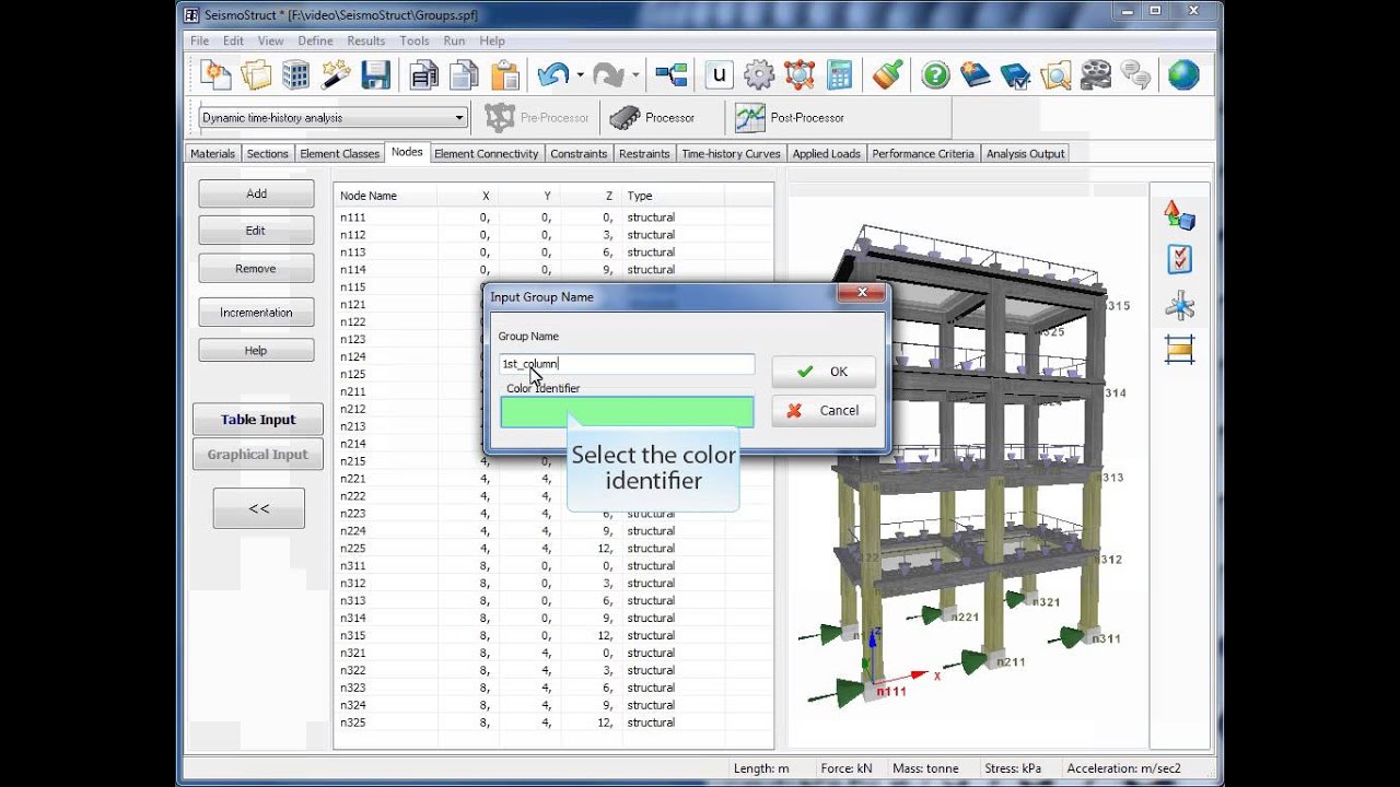 SeismoStruct Element and Node Groups