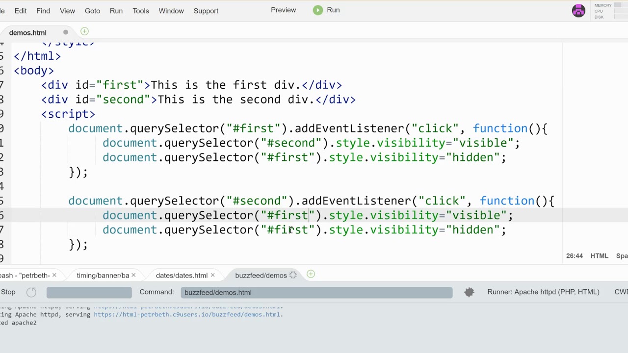 Using JavaScript to Show and Hide Page Elements