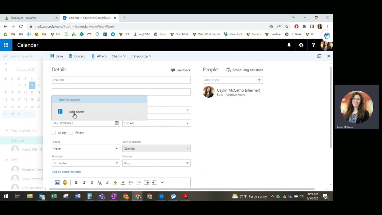 How to populate your UVM calendar