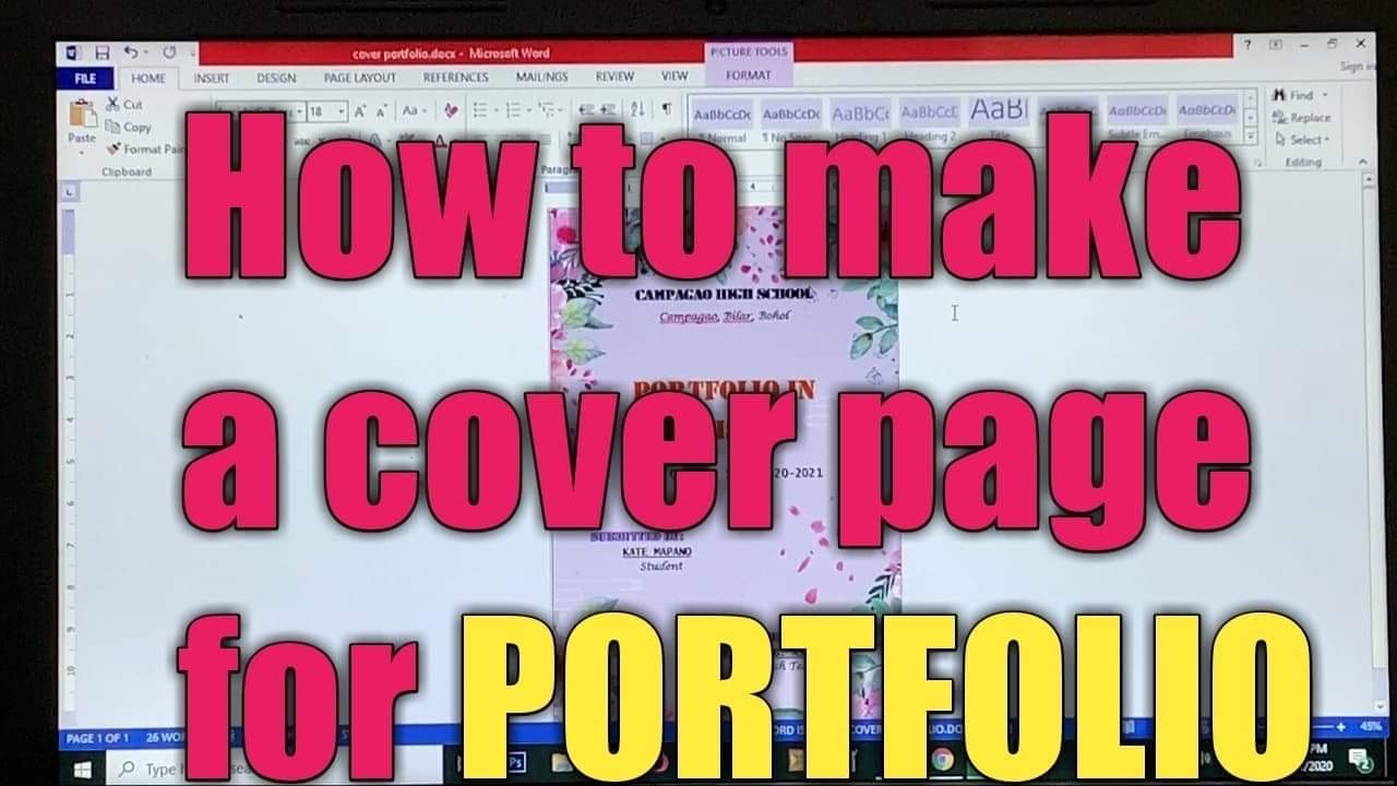 HOW TO MAKE A COVER PAGE FOR PORTFOLIO | Tutorial Video | Teacher  Cressy