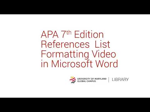 APA References List Formatting (7th Edition)