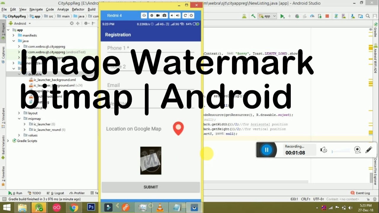 Image Watermark in bitmap | Android Studio