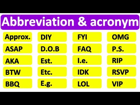 20 COMMON ABBREVIATIONS & ACRONYMS | Learn with examples | English vocabulary