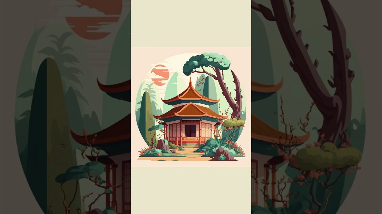 Japanese temple flat vector art by AI