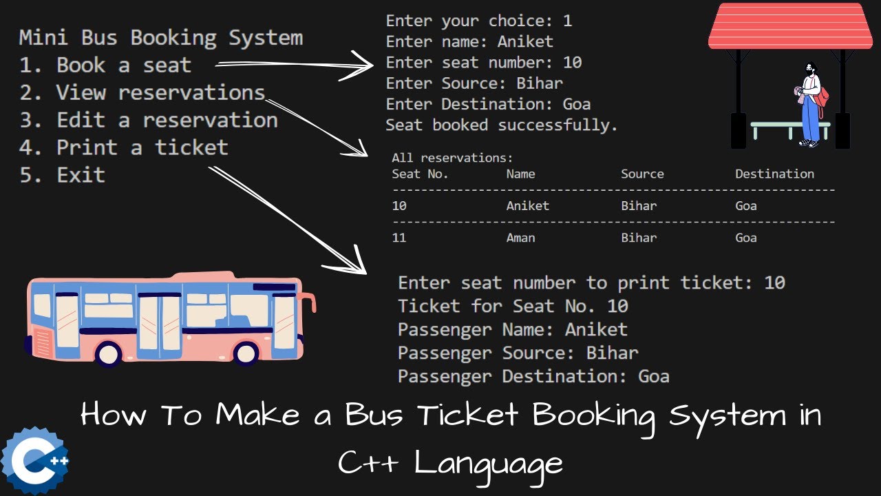 Bus Ticket Booking System using cpp language || Cpp Language Project
