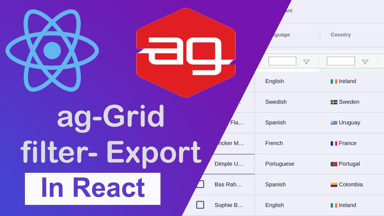 React Ag-Grid Tutorial: Mastering Data Filtering and Export | Codenemy Tutorial
