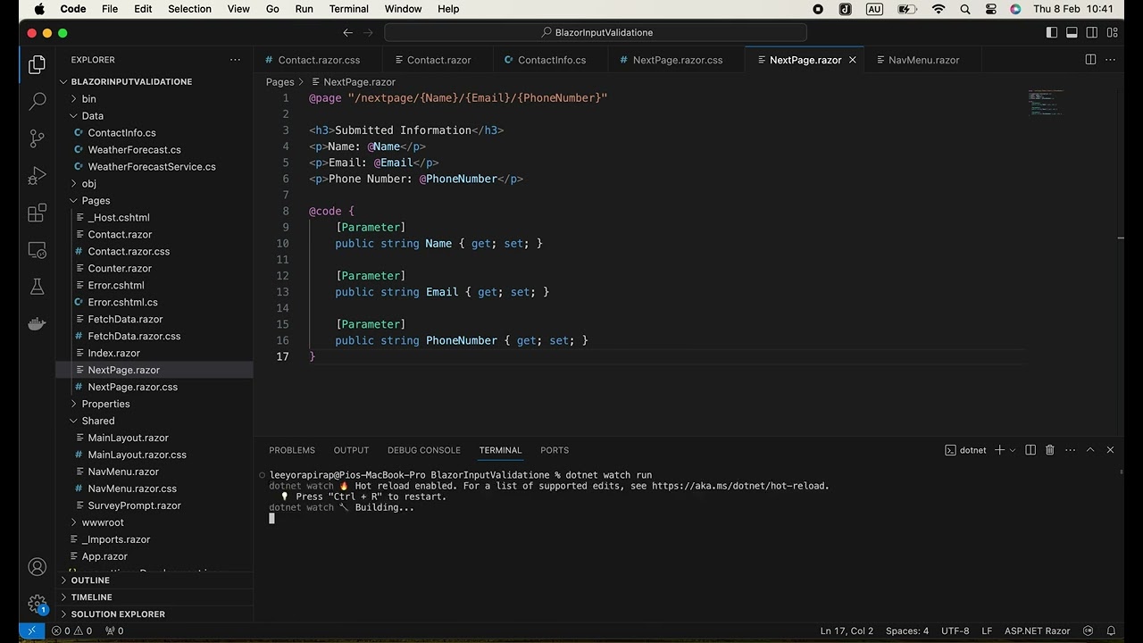 Blazor Form Validation and Submission