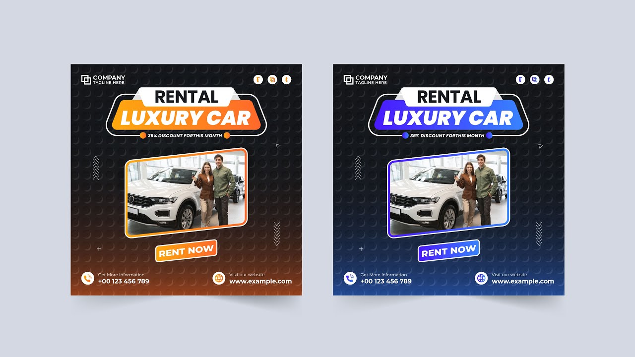 Rental Car Social Media Post Free Download | Rent A Car Business Promotion Template