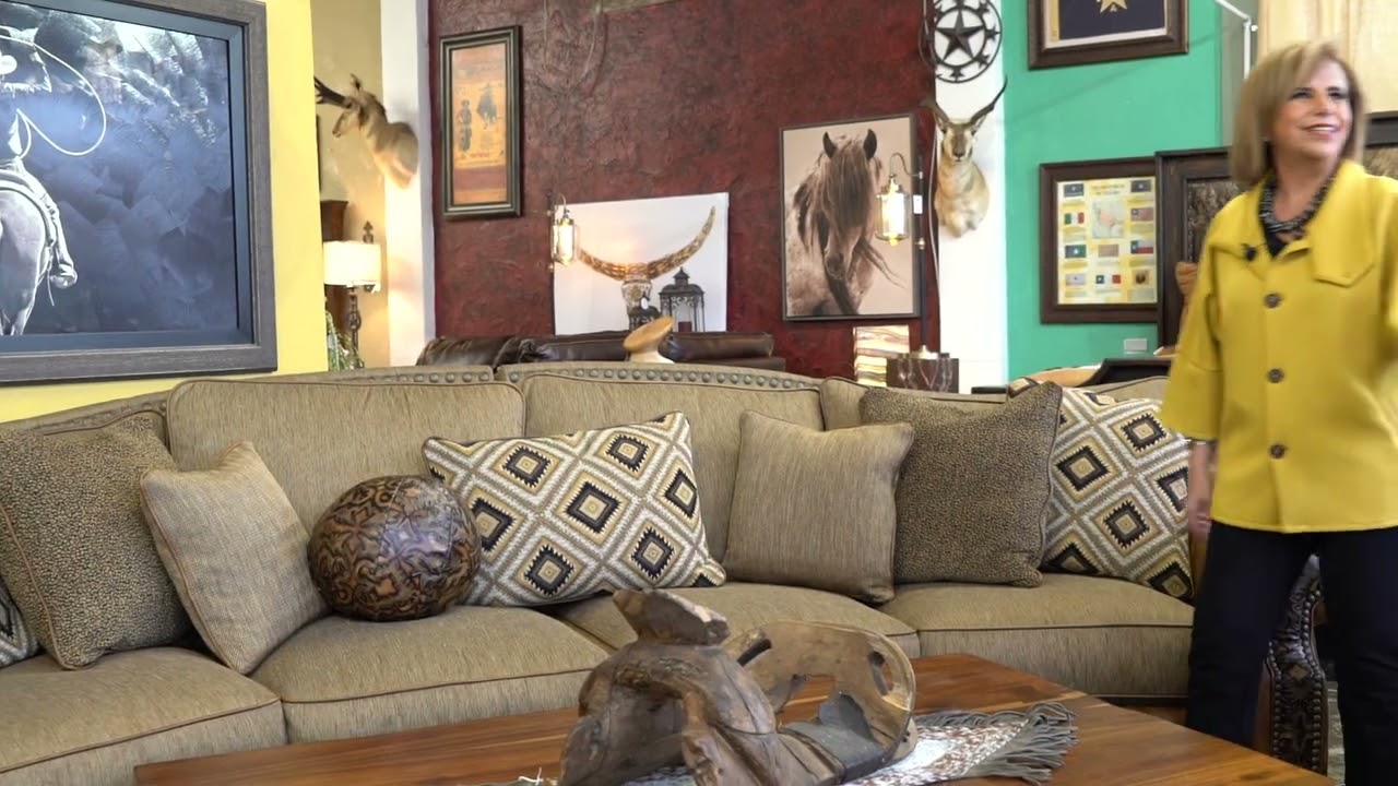 Stylish Leather Sofa with Fabric in SantaFe Terra | Western Furniture | Weatherford, TX